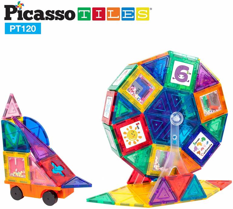 PICASSO TILES : 120PCS MAGNETIC BUILDING BLOCK SET (1 CAR INCLUDED ...