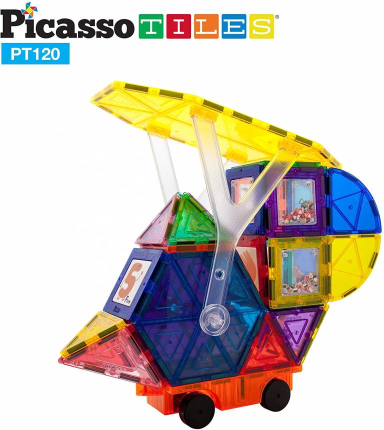 PICASSO TILES : 120PCS MAGNETIC BUILDING BLOCK SET (1 CAR INCLUDED ...